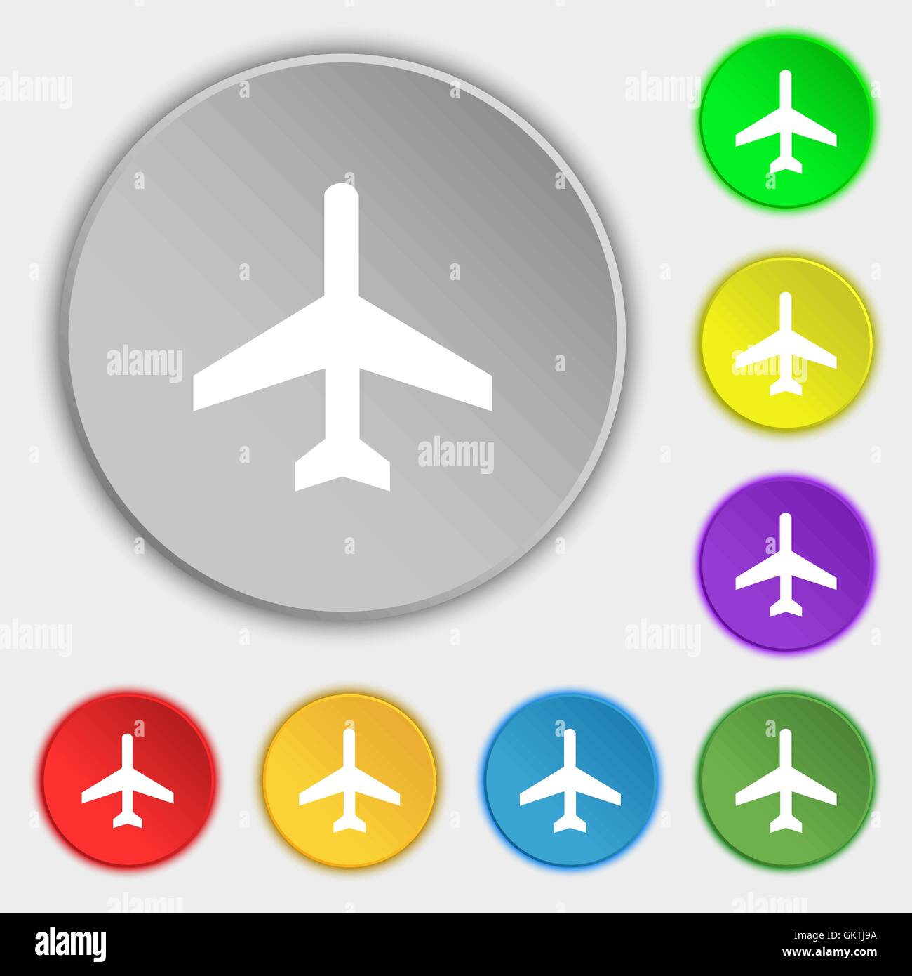 airplane icon sign. Symbol on five flat buttons. Vector Stock Vector ...