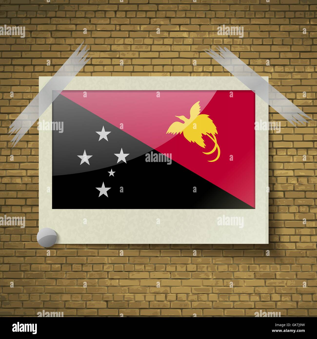 Flags Papua New Guineaat frame on a brick background. Vector Stock ...