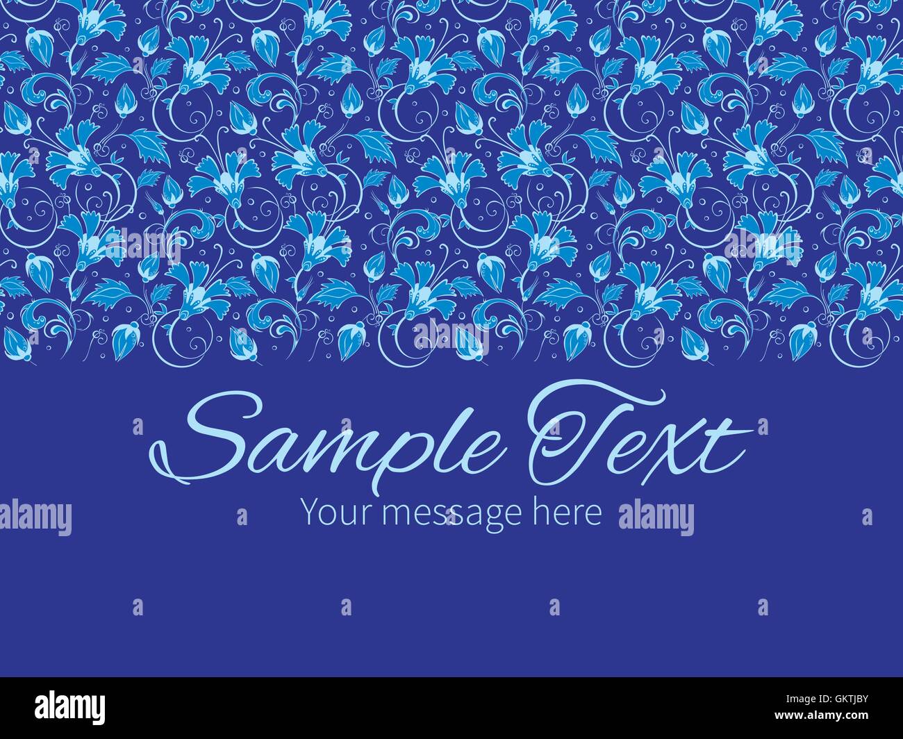 Vector dark blue turkish floral horizontal border greeting card Stock ...