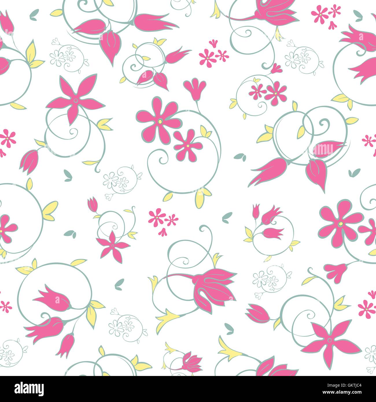 Vector Spring Flower Swirls Seamless Pattern Stock Vector Image & Art ...