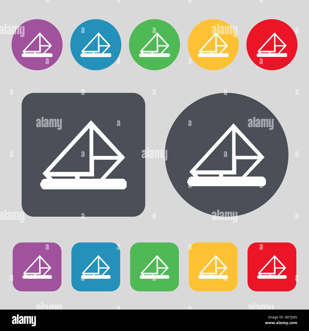 letter, envelope, mail icon sign. A set of 12 colored buttons. Flat ...