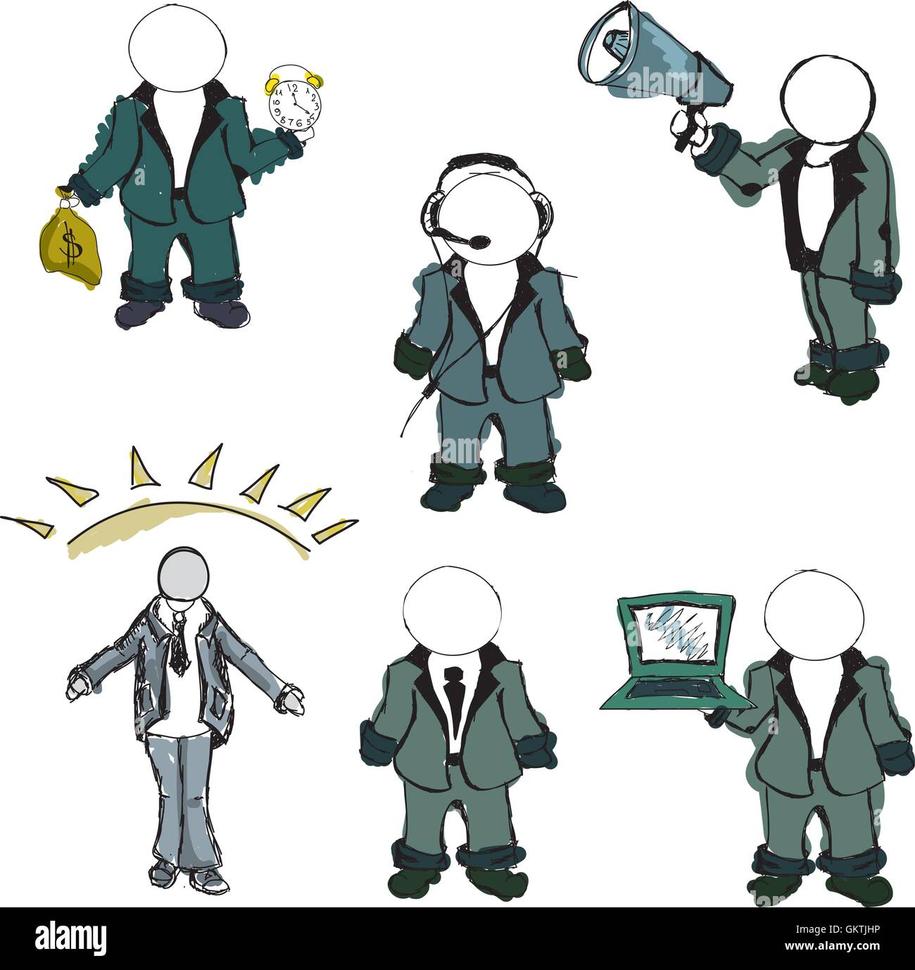 Drawn colored puppet people. Vector illustration Stock Vector Image ...