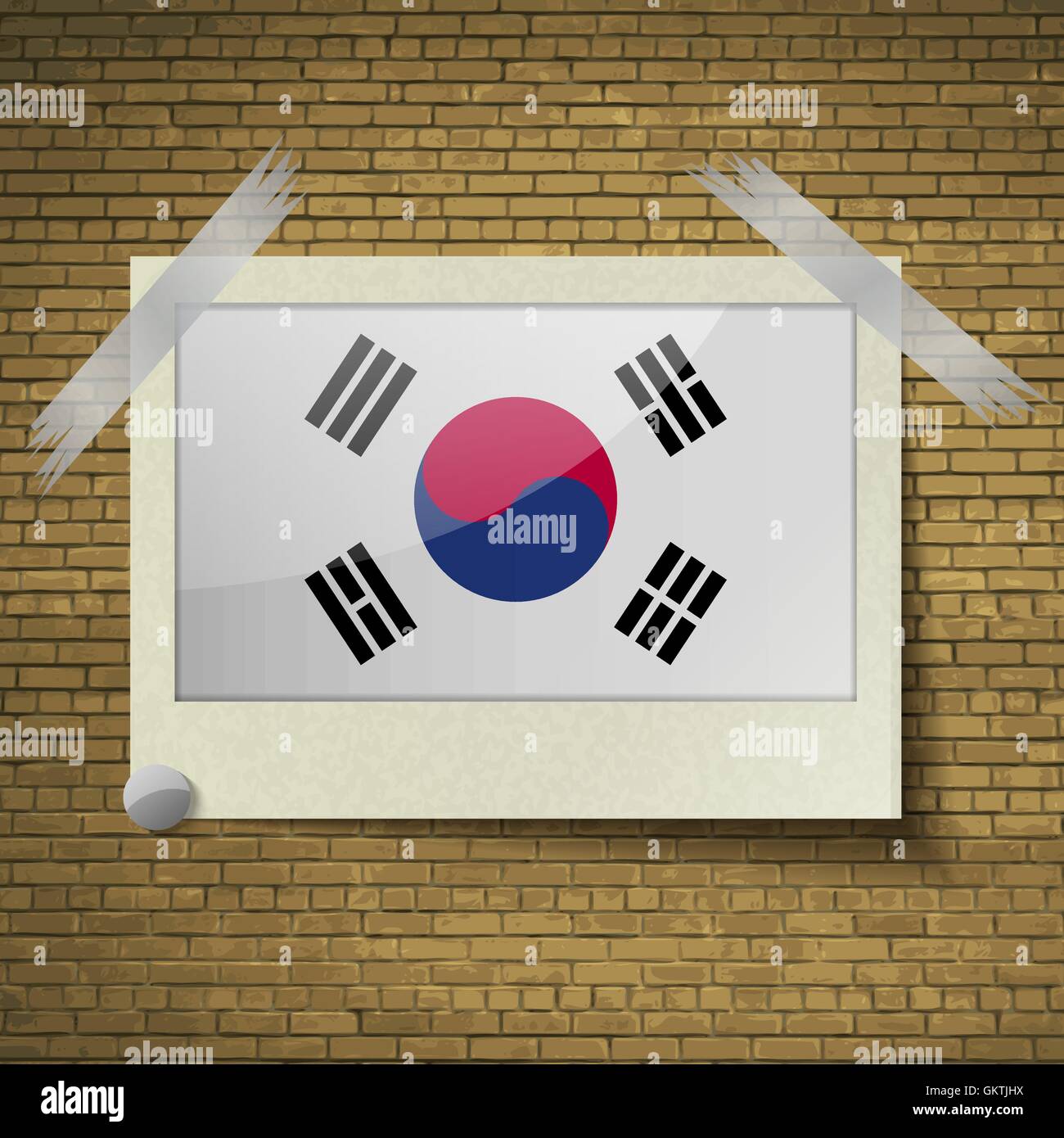 Flags Korea South at frame on a brick background. Vector Stock Vector ...