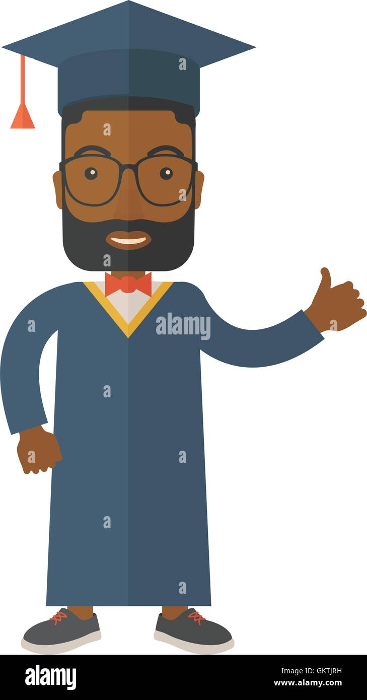 Cartoon graduate man graduation gown hi-res stock photography and ...