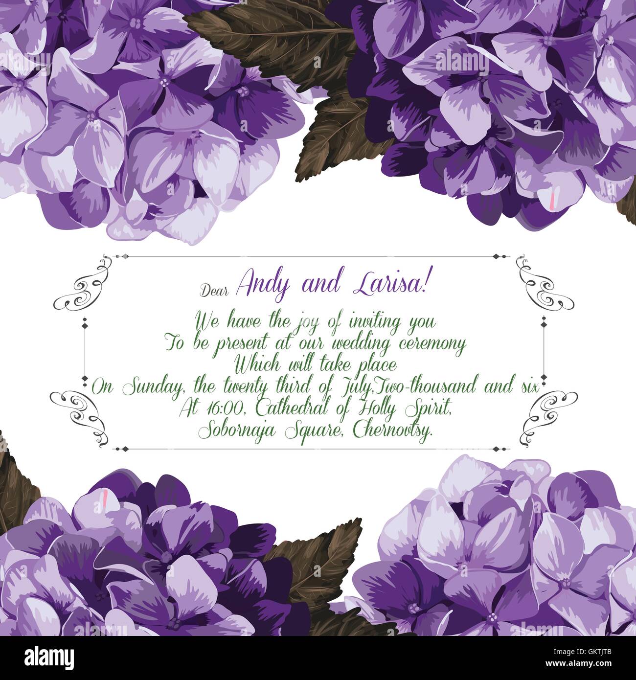 Wedding invitation with hydrangea for your design. Vector Stock Vector ...