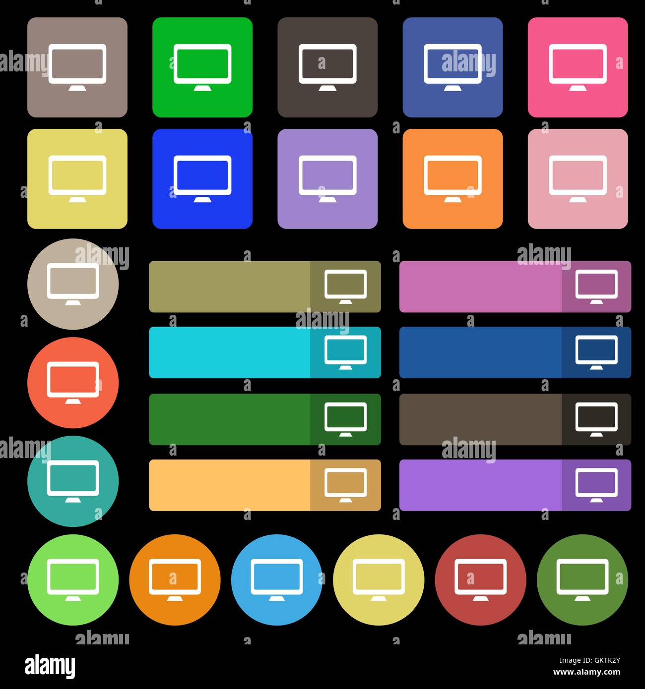 Computer widescreen monitor icon sign. Set from twenty seven ...