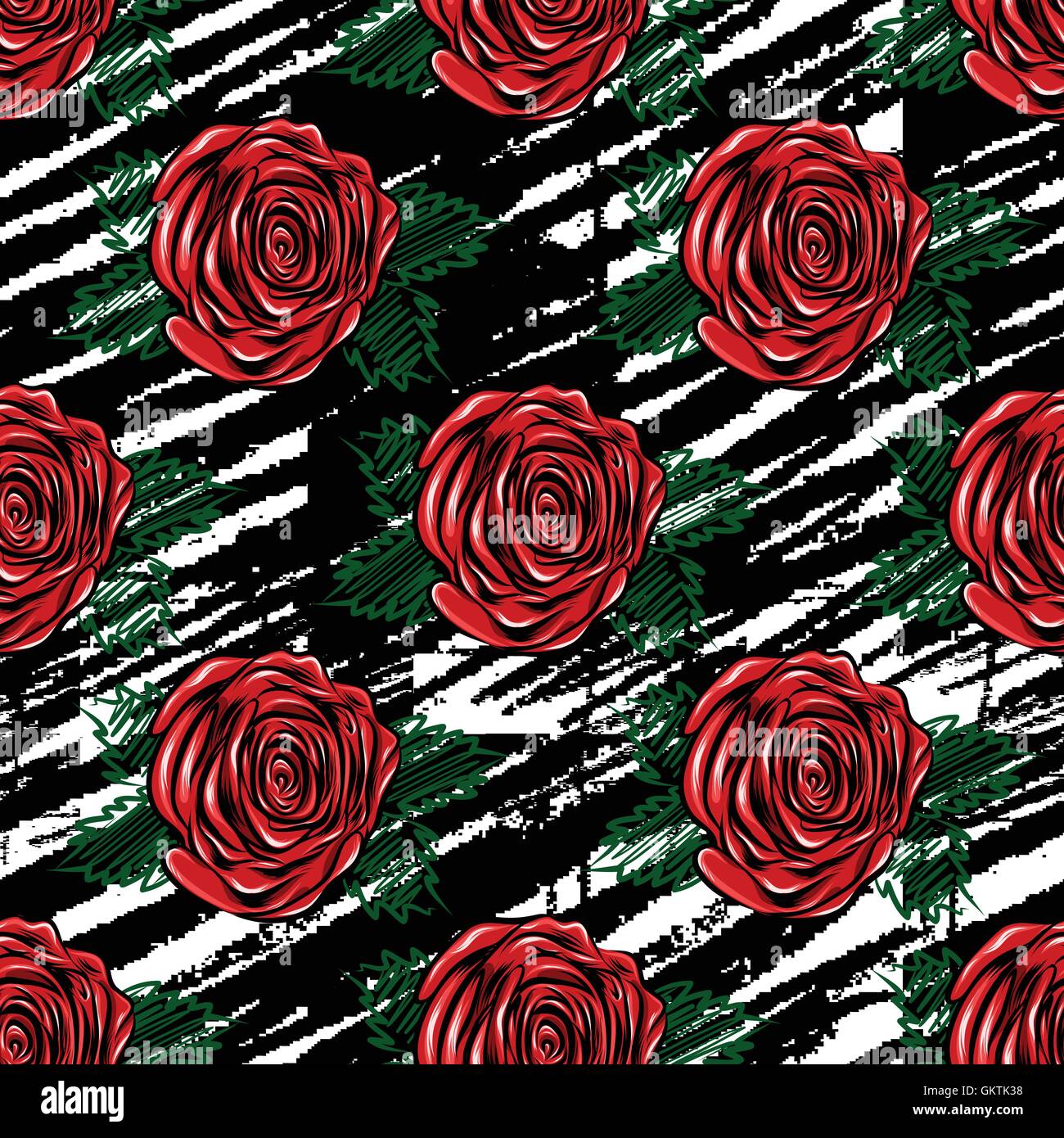 seamless romantic rose flower ,spring floral with stripes vector ...