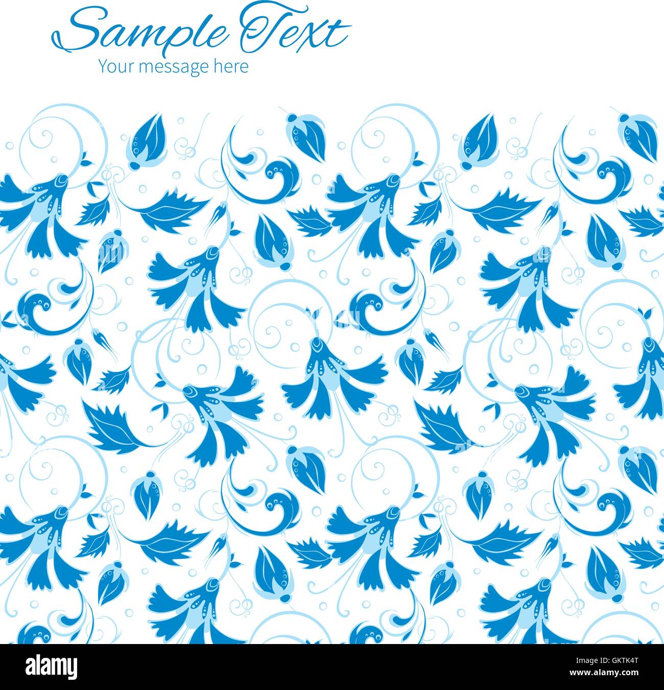 Vector dark blue turkish floral horizontal frame seamless patter Stock ...