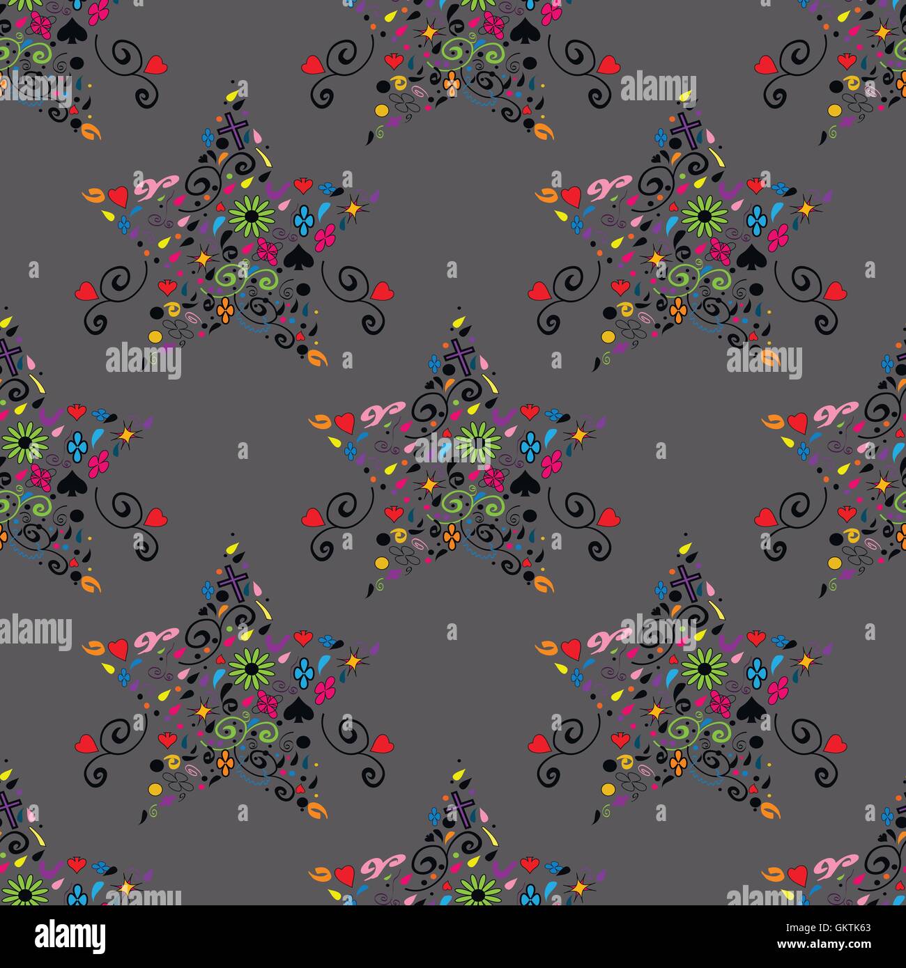 Vector collection of decorative stars with seamless pattern Stock ...