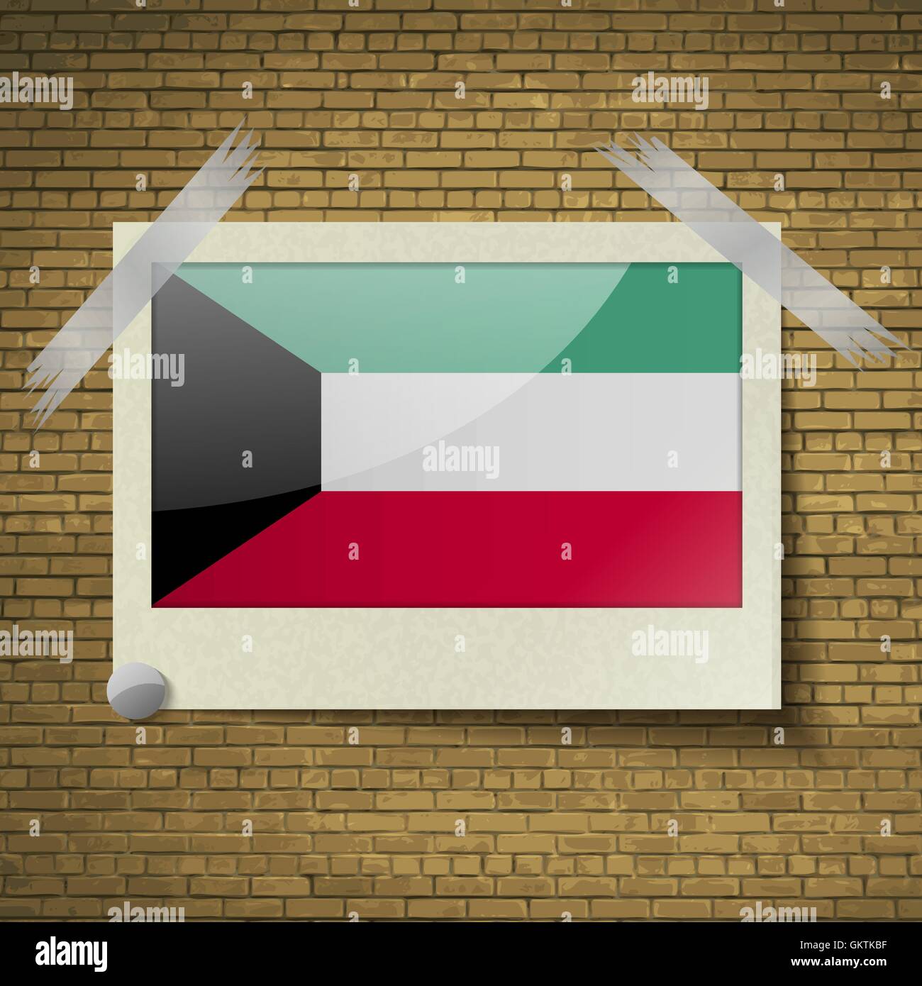 Flags Kuwait at frame on a brick background. Vector Stock Vector Image ...
