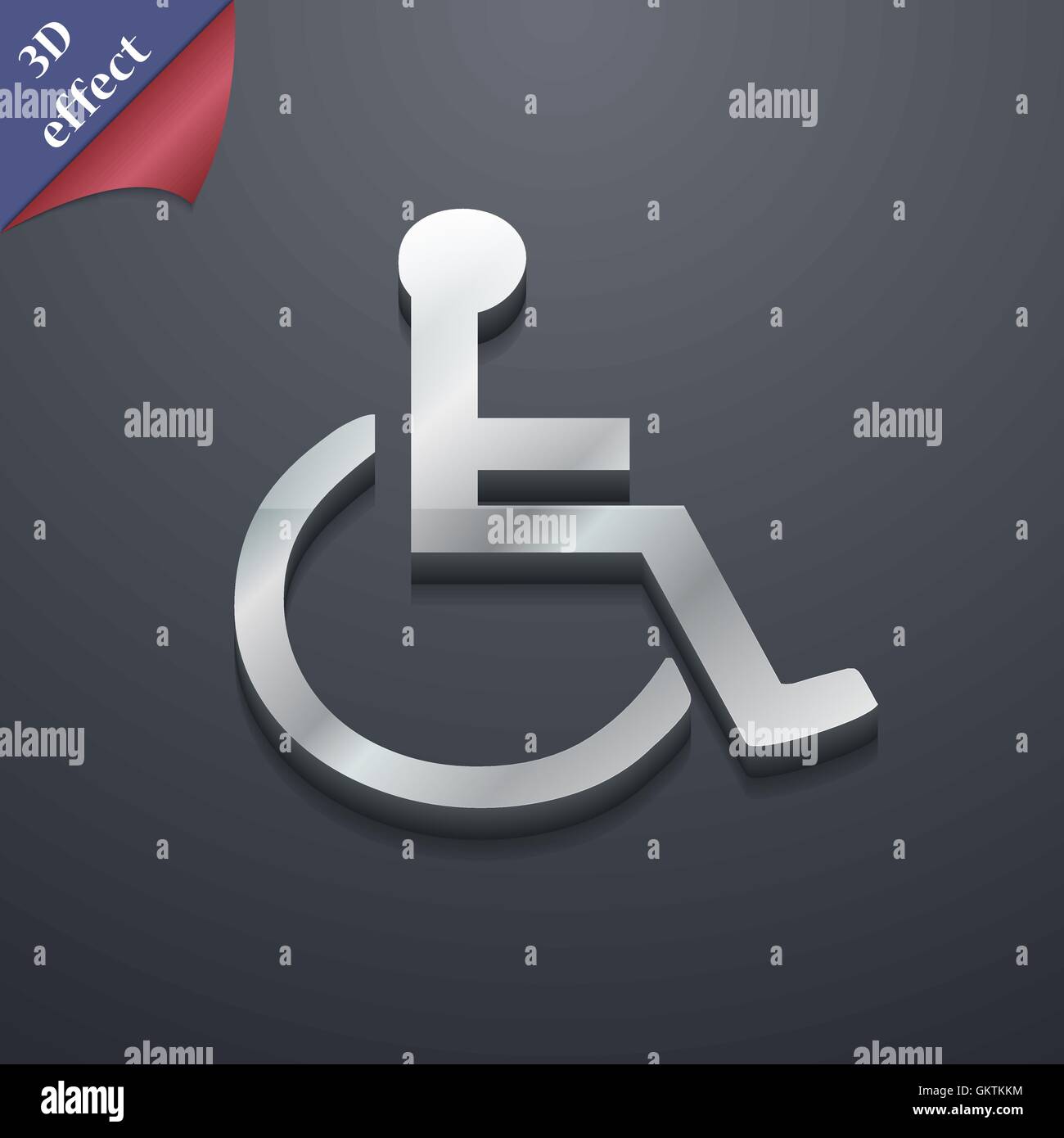disabled icon symbol. 3D style. Trendy, modern design with space for ...