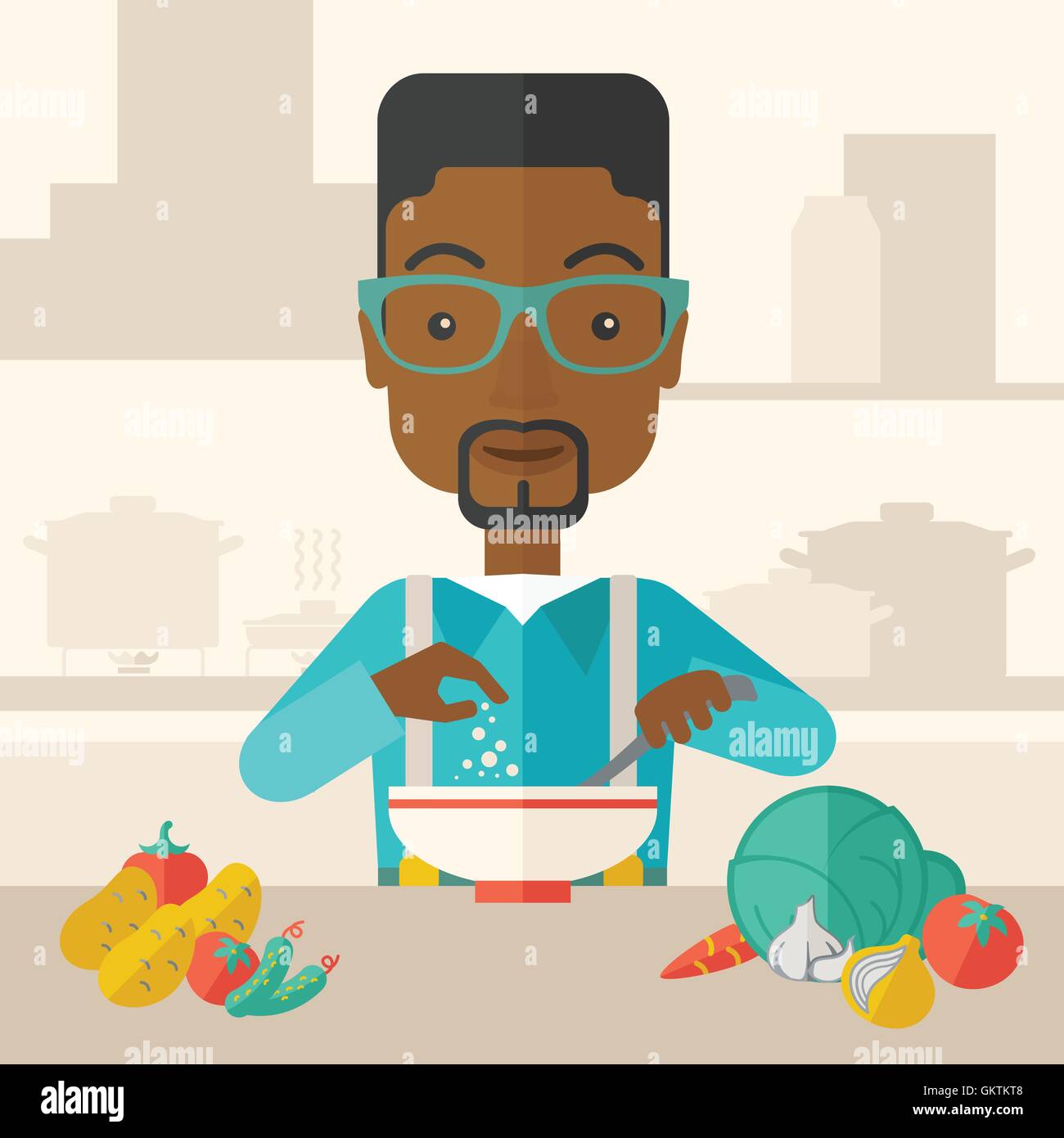 Black man eating lunch in Stock Vector Images - Alamy