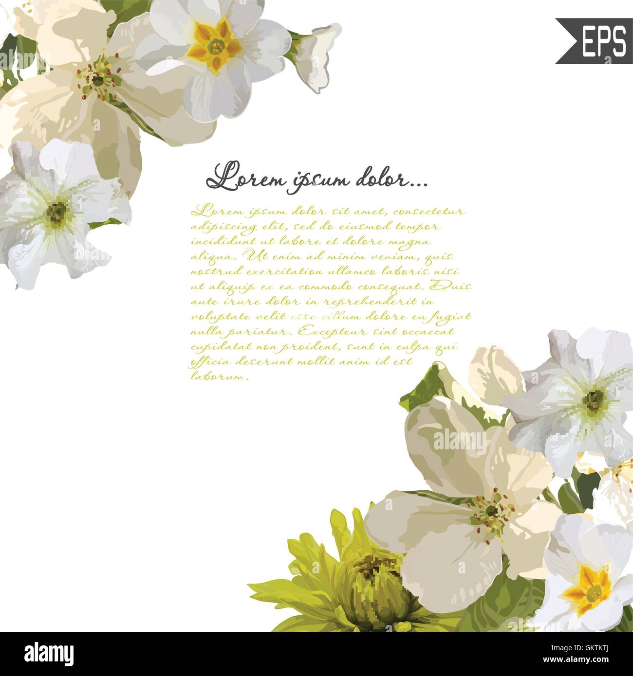 Floral invitation card with beautiful spring flowers and banner style ...