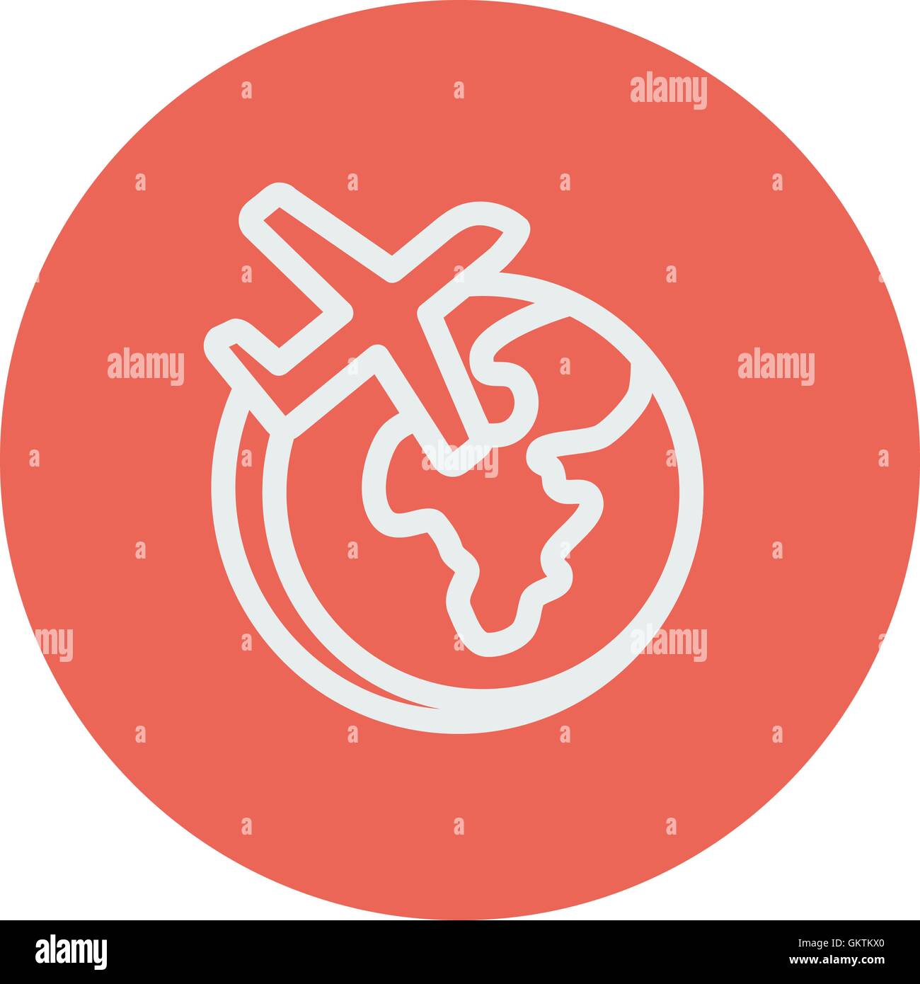 Airplane flying around the world thin line icon Stock Vector Image ...