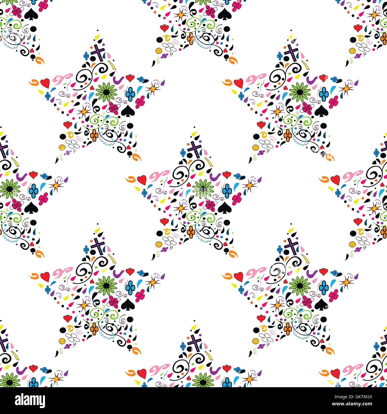 Vector collection of decorative stars with seamless pattern Stock ...