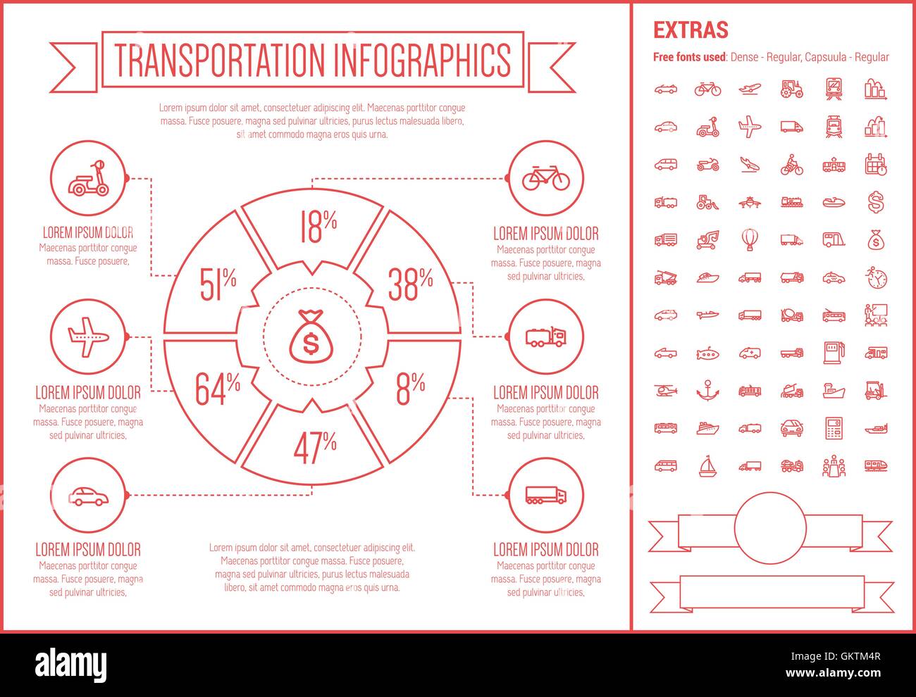 Transportation Line Design Infographic Template Stock Vector Image ...