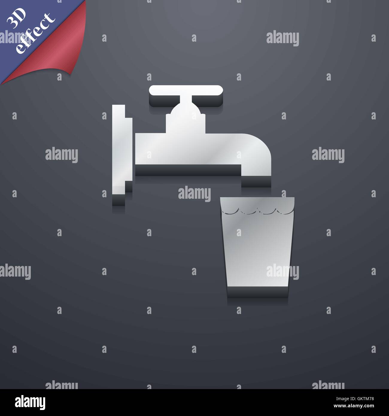 faucet, glass, water icon symbol. 3D style. Trendy, modern design with ...