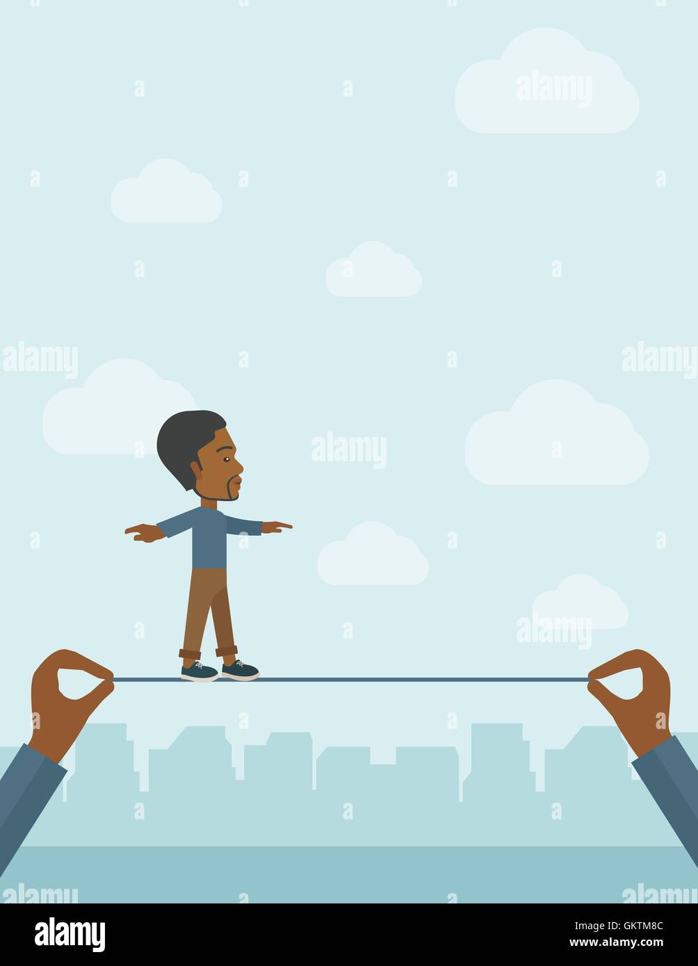 Black Businessman walking on wire Stock Vector Image & Art - Alamy