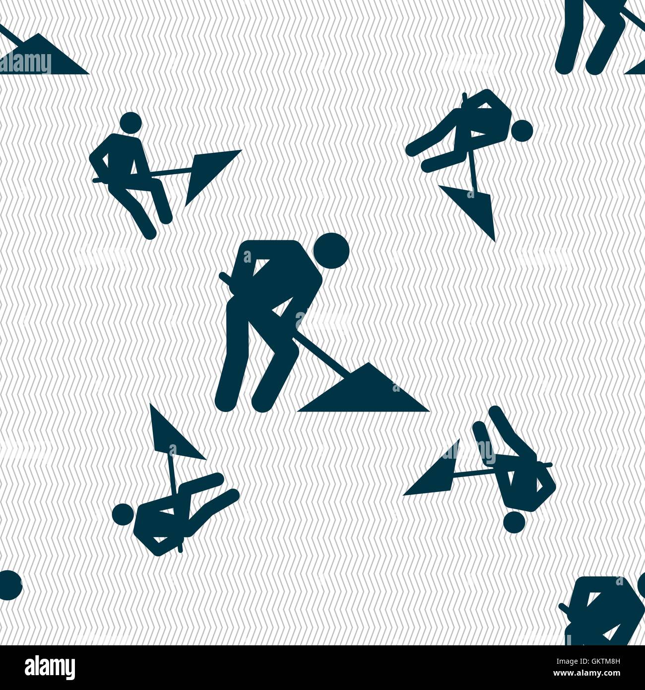 repair of road, construction work icon sign. Seamless pattern with ...