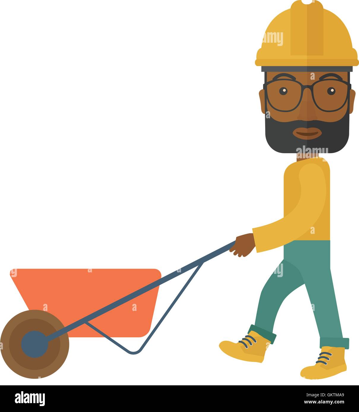 Wheel barrow man garden pushing Stock Vector Images - Alamy