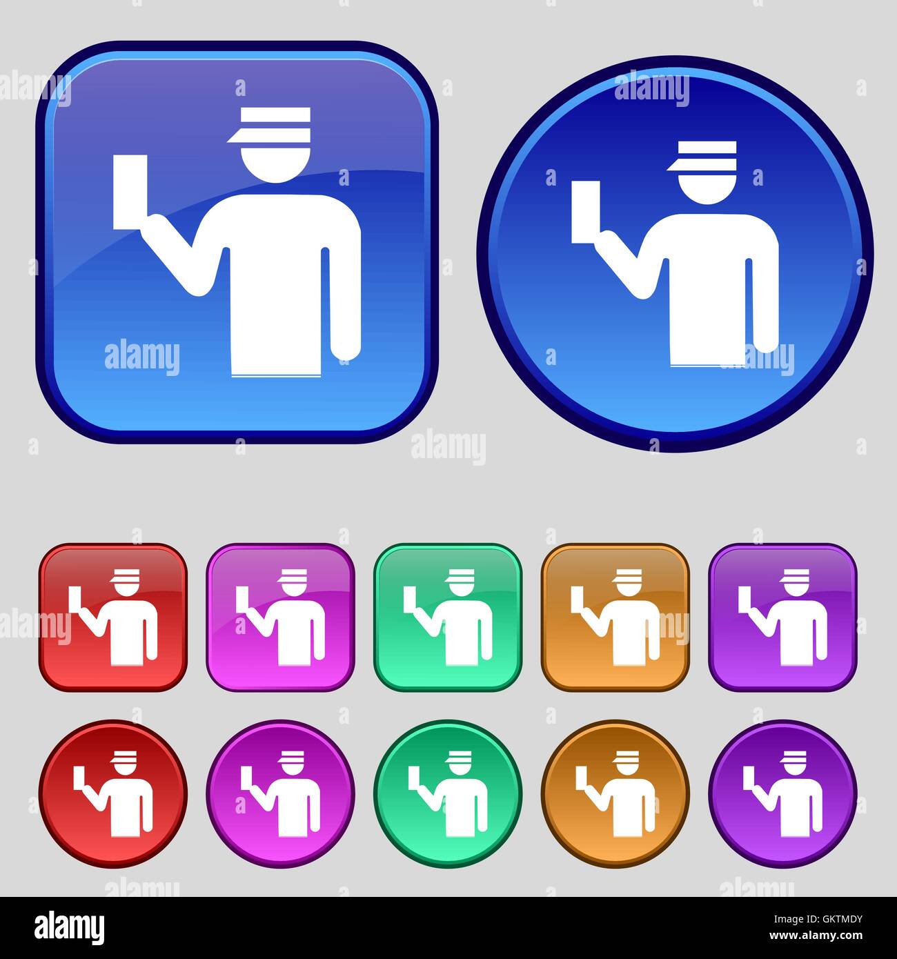 Inspector icon sign. A set of twelve vintage buttons for your design ...