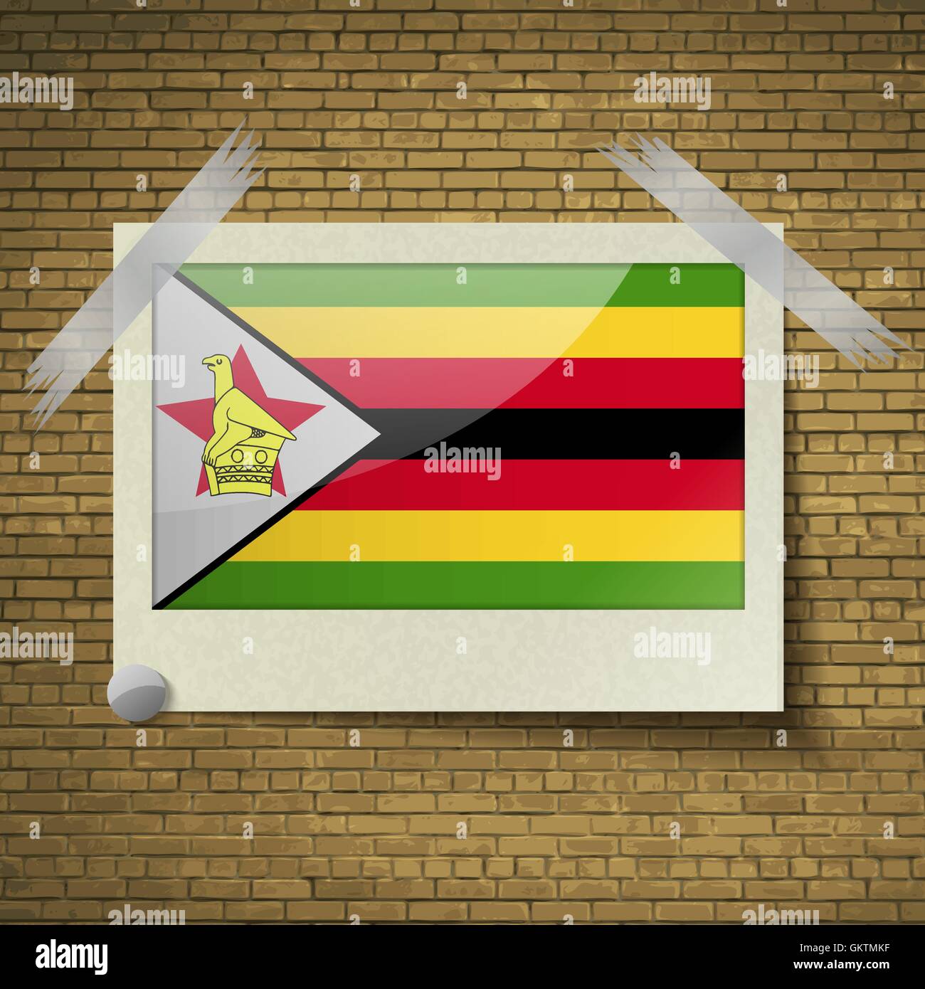 Flags Zimbabweat frame on a brick background. Vector Stock Vector Image ...