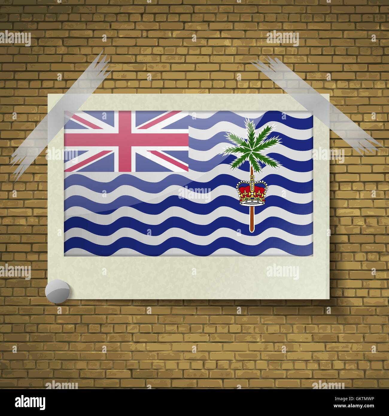 Flags British Indian Ocean Territory at frame on a brick background ...