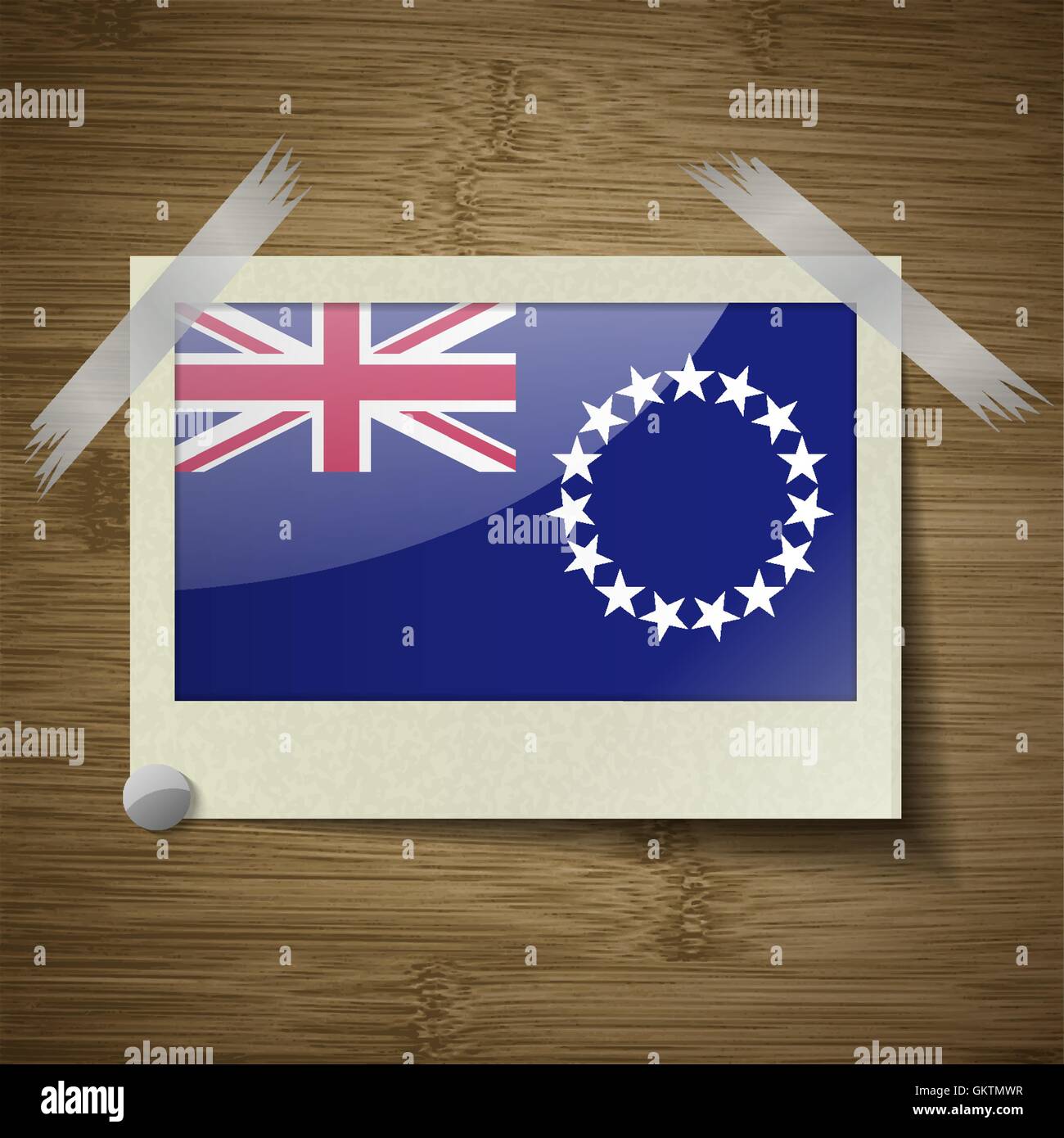 Flags Cook islands at frame on wooden texture. Vector Stock Vector ...