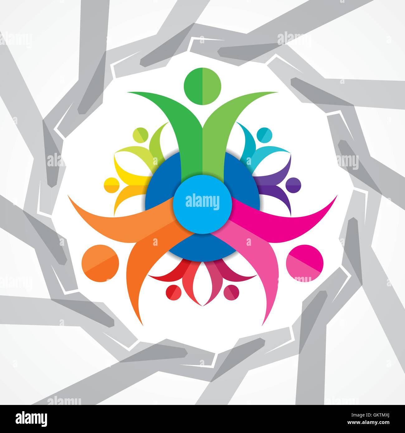 Teamwork Concept with colorful team members stock vector Stock Vector ...