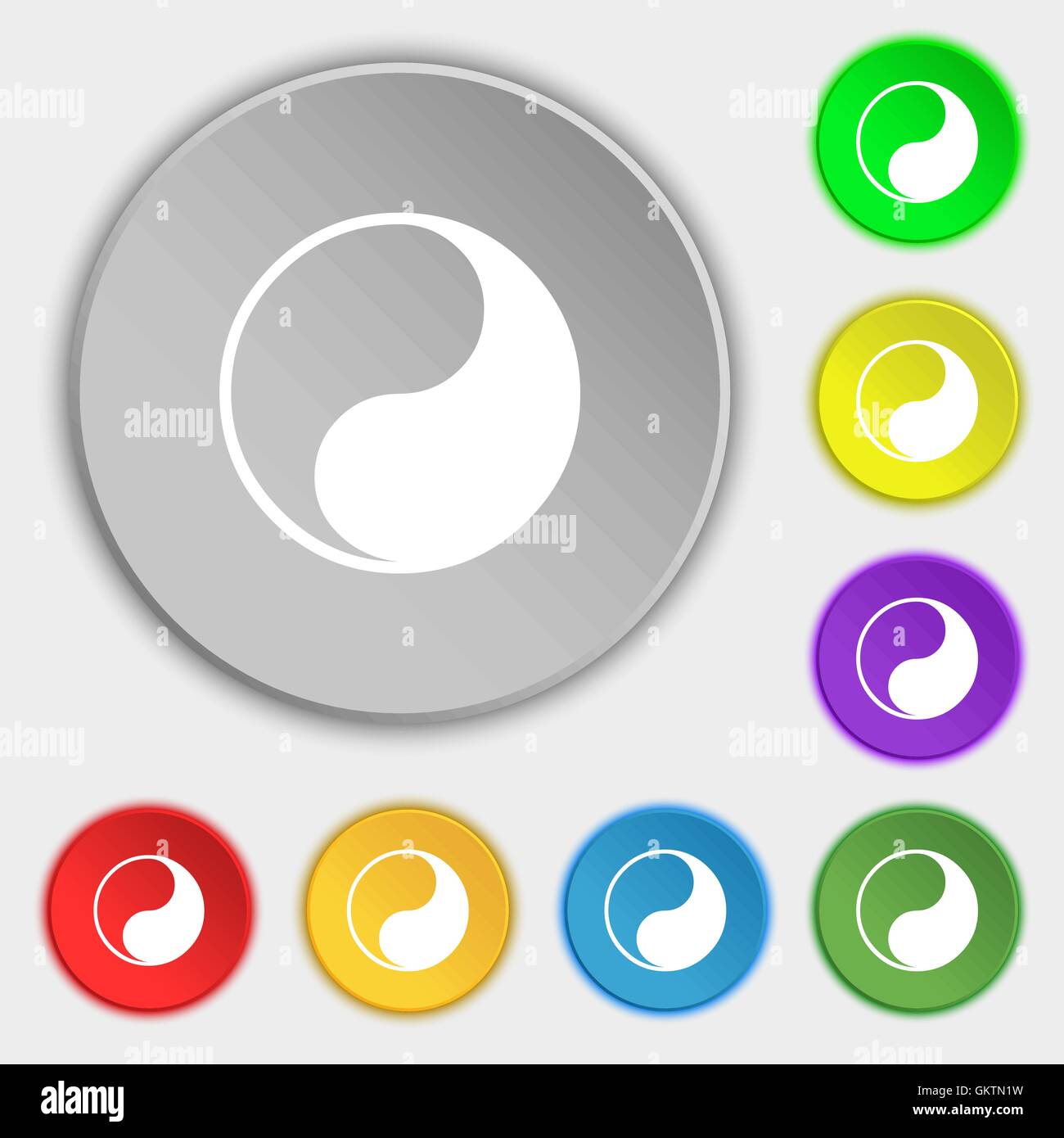 Yin Yang icon sign. Symbol on five flat buttons. Vector Stock Vector ...