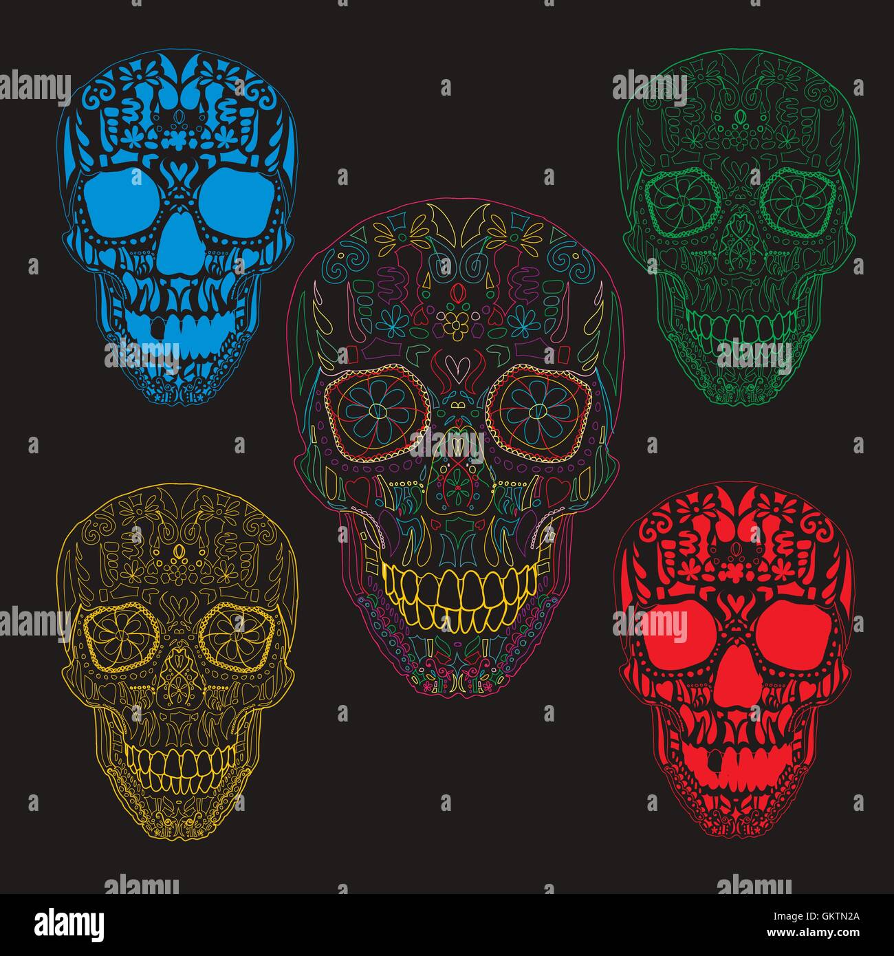 Black silhouette mexican skull Stock Vector Images - Alamy
