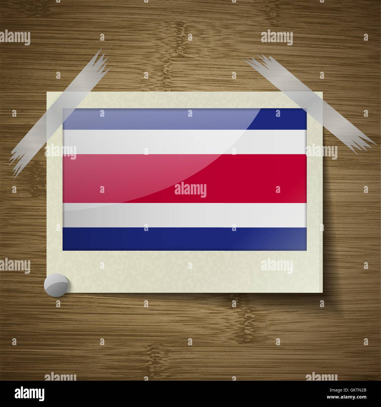 Flags Costa Rica at frame on wooden texture. Vector Stock Vector Image ...