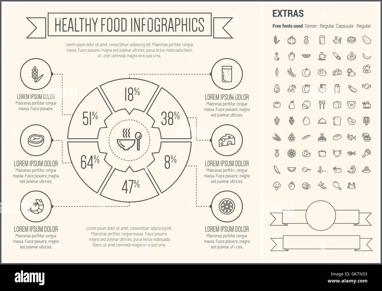 Healthy Food Line Design Infographic Template Stock Vector Image & Art ...