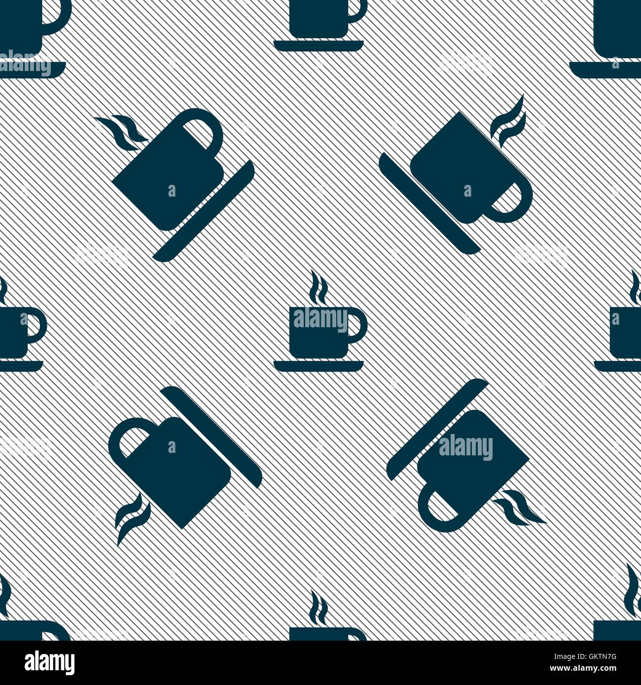 coffee icon sign. Seamless pattern with geometric texture. Vector Stock ...