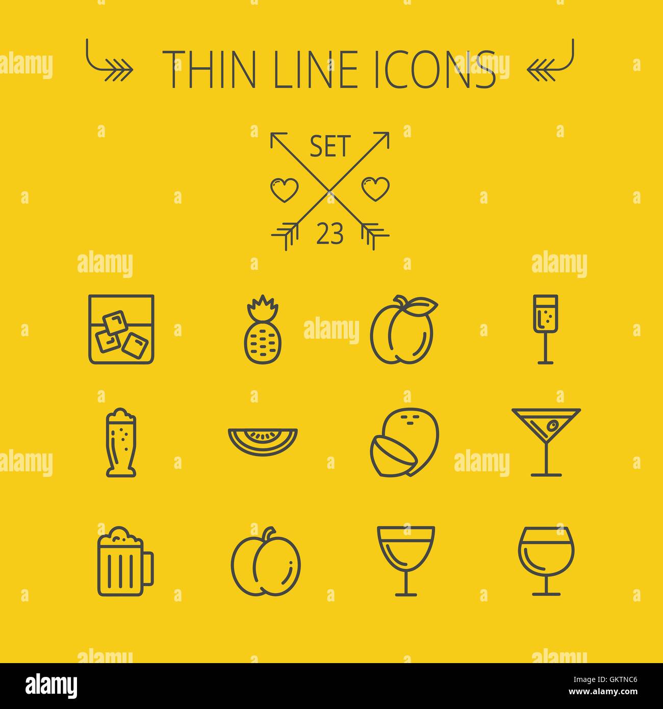 Cocktail glasses line vector thin Stock Vector Images - Alamy
