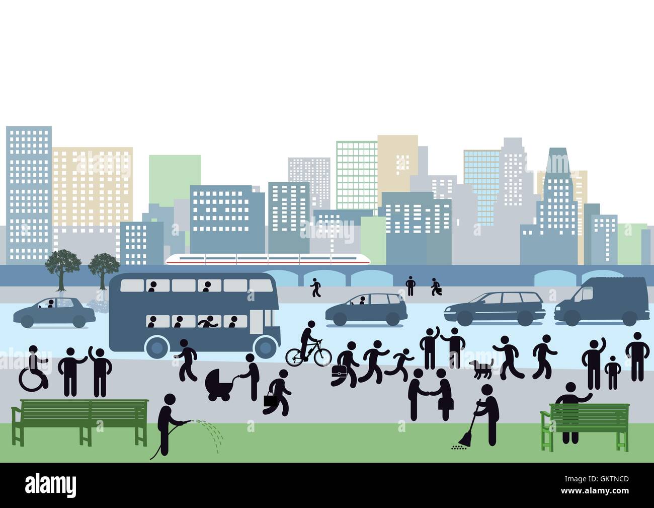 People walking on panorama Stock Vector Images - Alamy