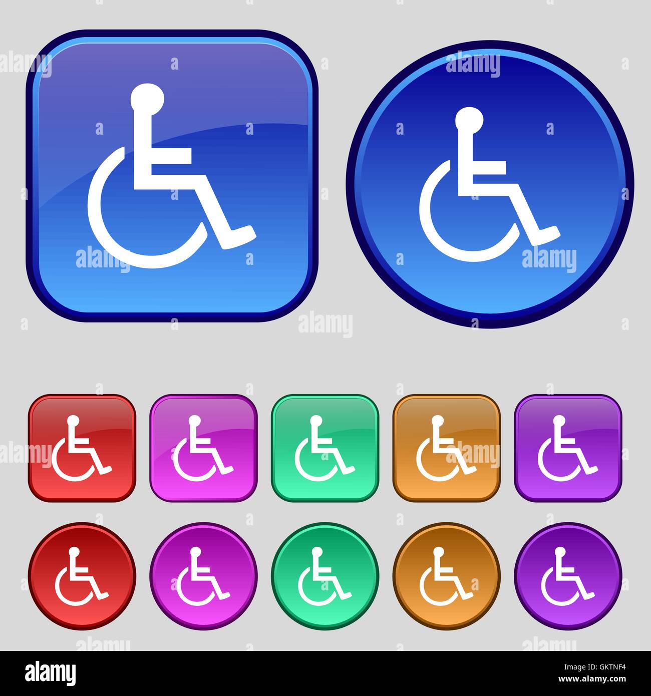 disabled icon sign. A set of twelve vintage buttons for your design ...