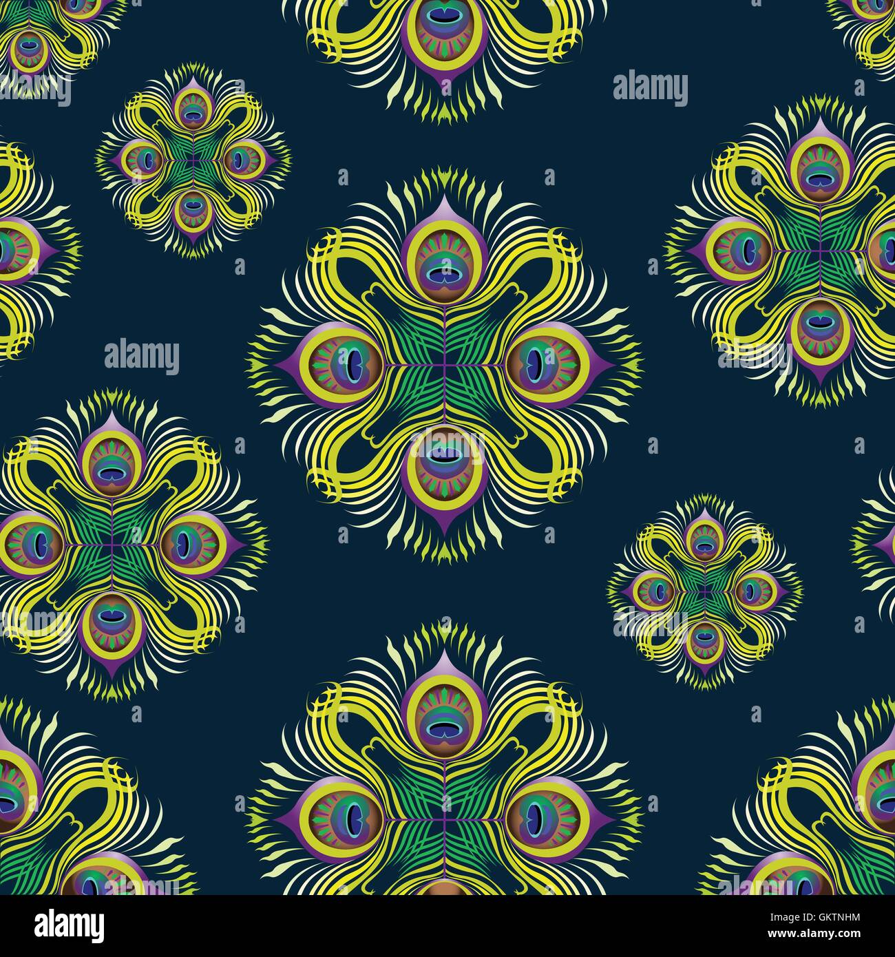 Peacock Feathers Vector Seamless Pattern Stock Vector Image And Art Alamy