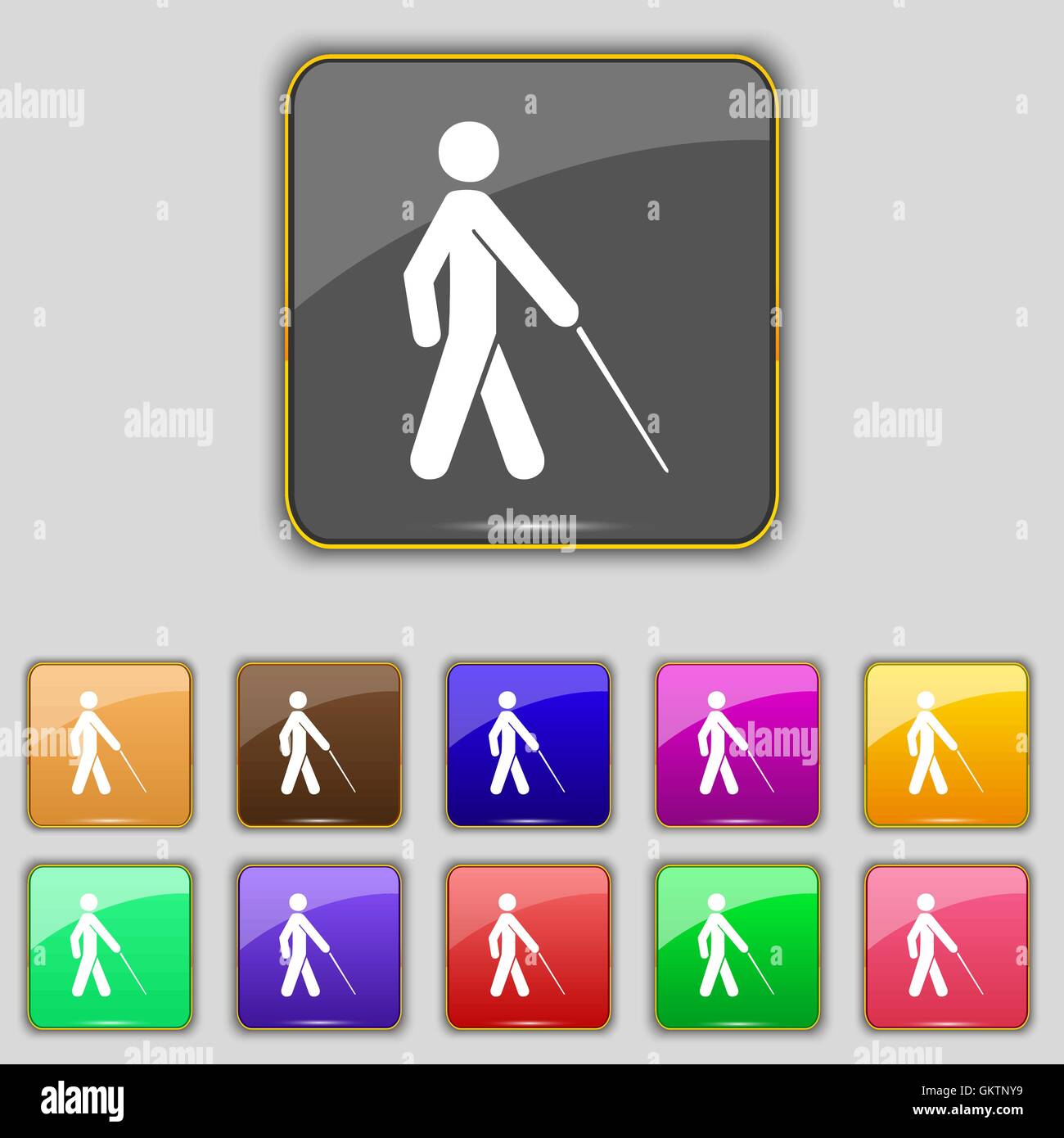 blind icon sign. Set with eleven colored buttons for your site. Vector ...