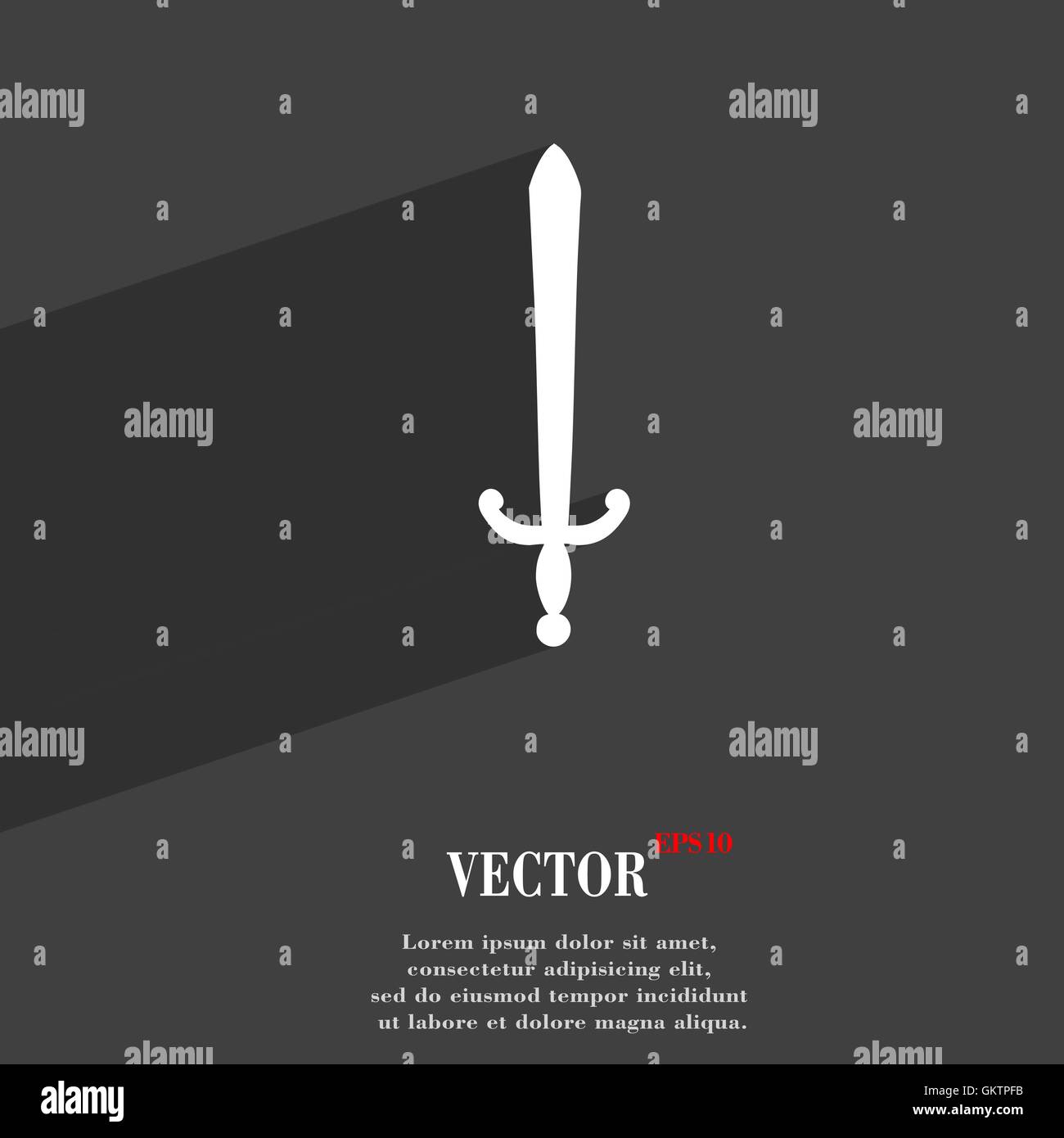 the sword icon symbol Flat modern web design with long shadow and space ...