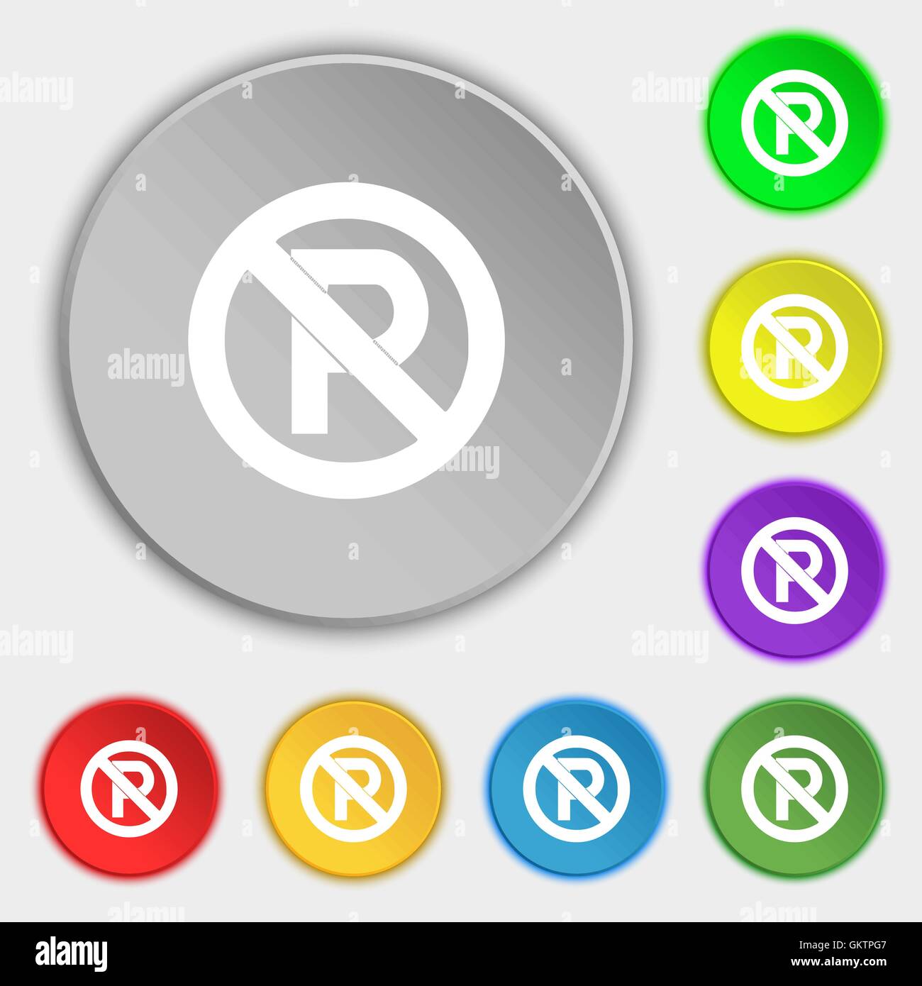 No parking icon sign. Symbol on five flat buttons. Vector Stock Vector ...