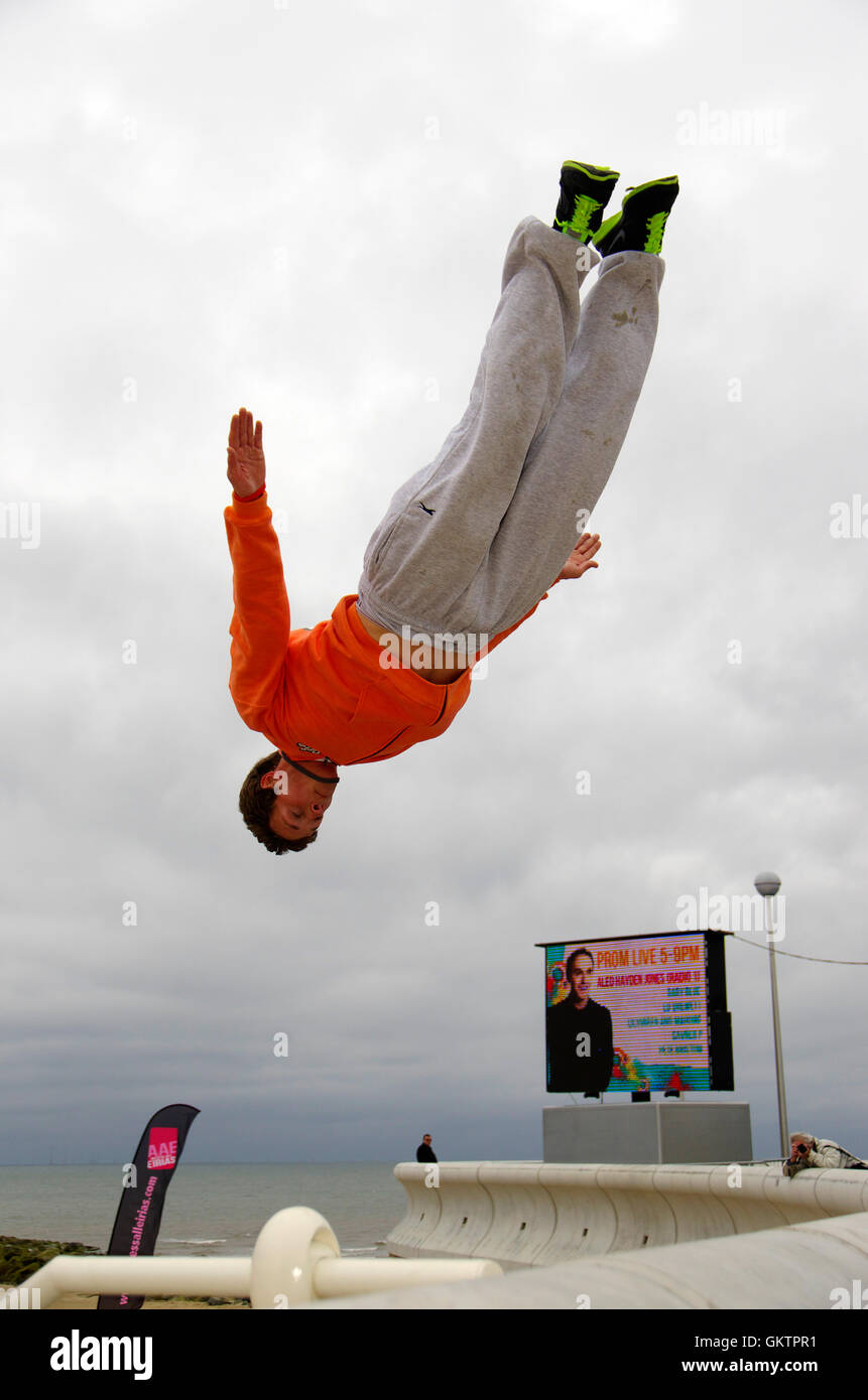Free Runners at Prom Xtra, Colwyn Bay Stock Photo - Alamy