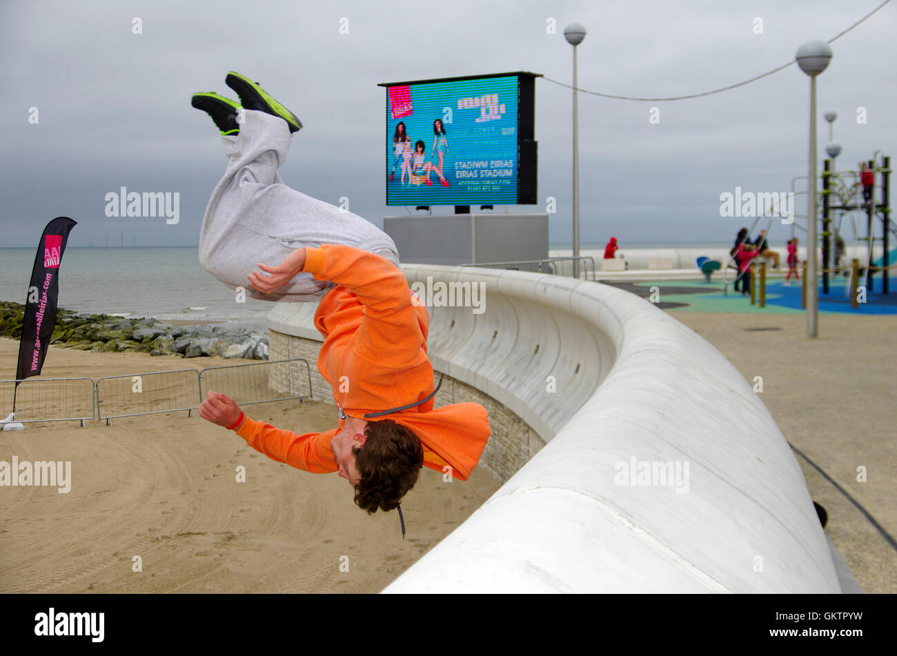 Free Runners at Prom Xtra, Colwyn Bay Stock Photo - Alamy