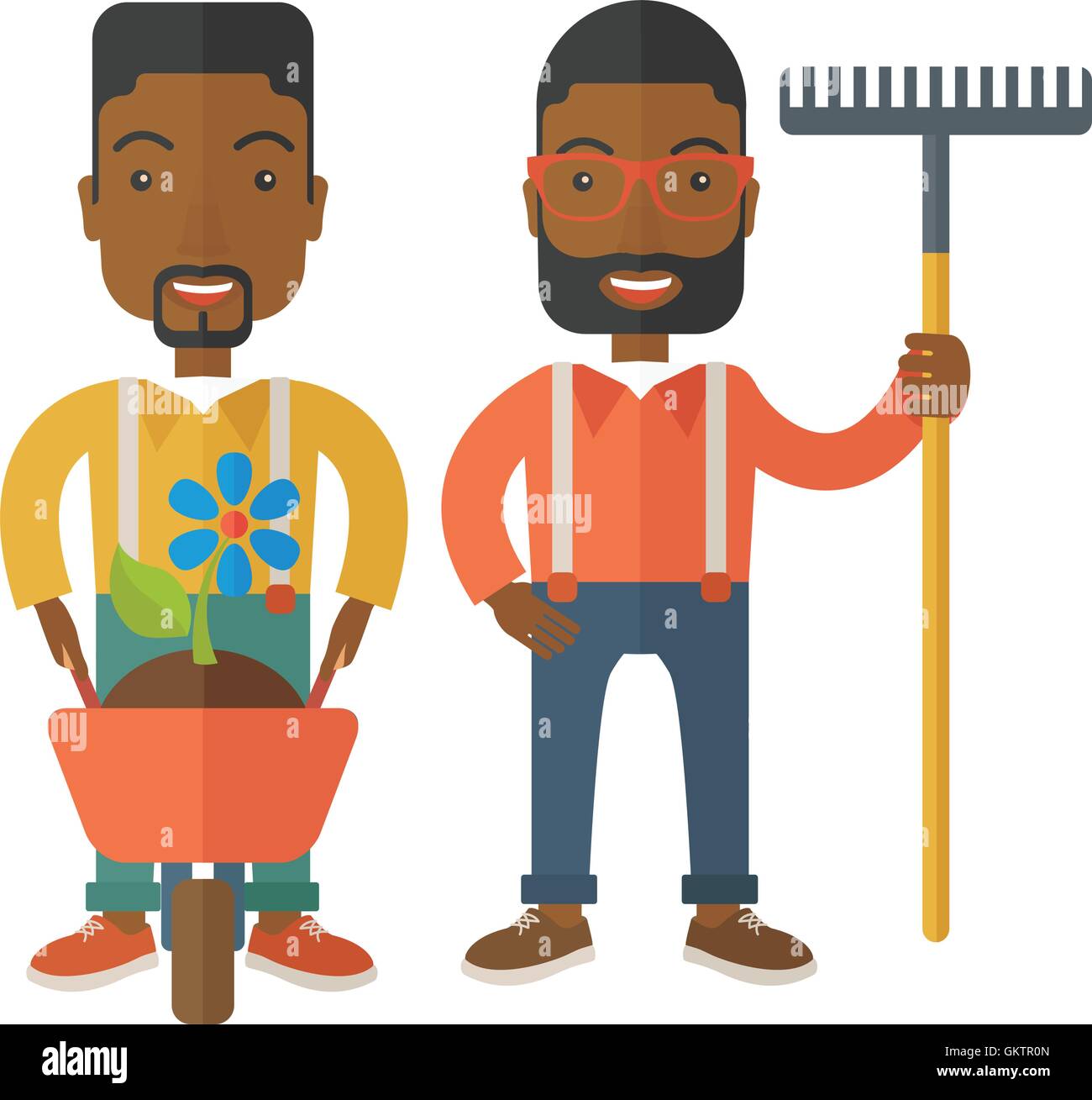 Two black men with wheelbarrow and rake Stock Vector Image & Art - Alamy