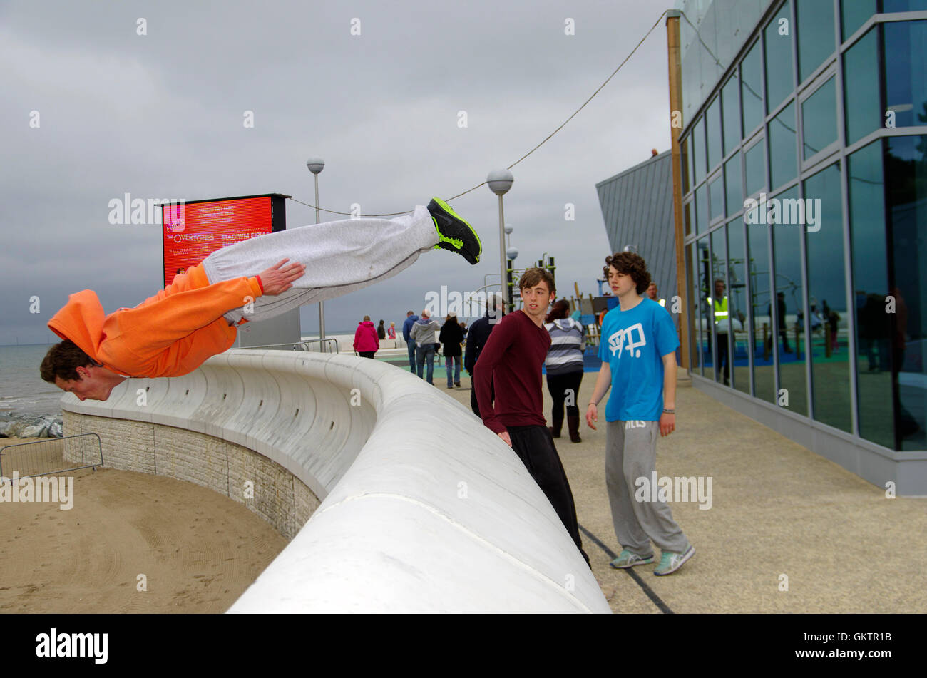 Free Runners at Prom Xtra, Colwyn Bay Stock Photo - Alamy