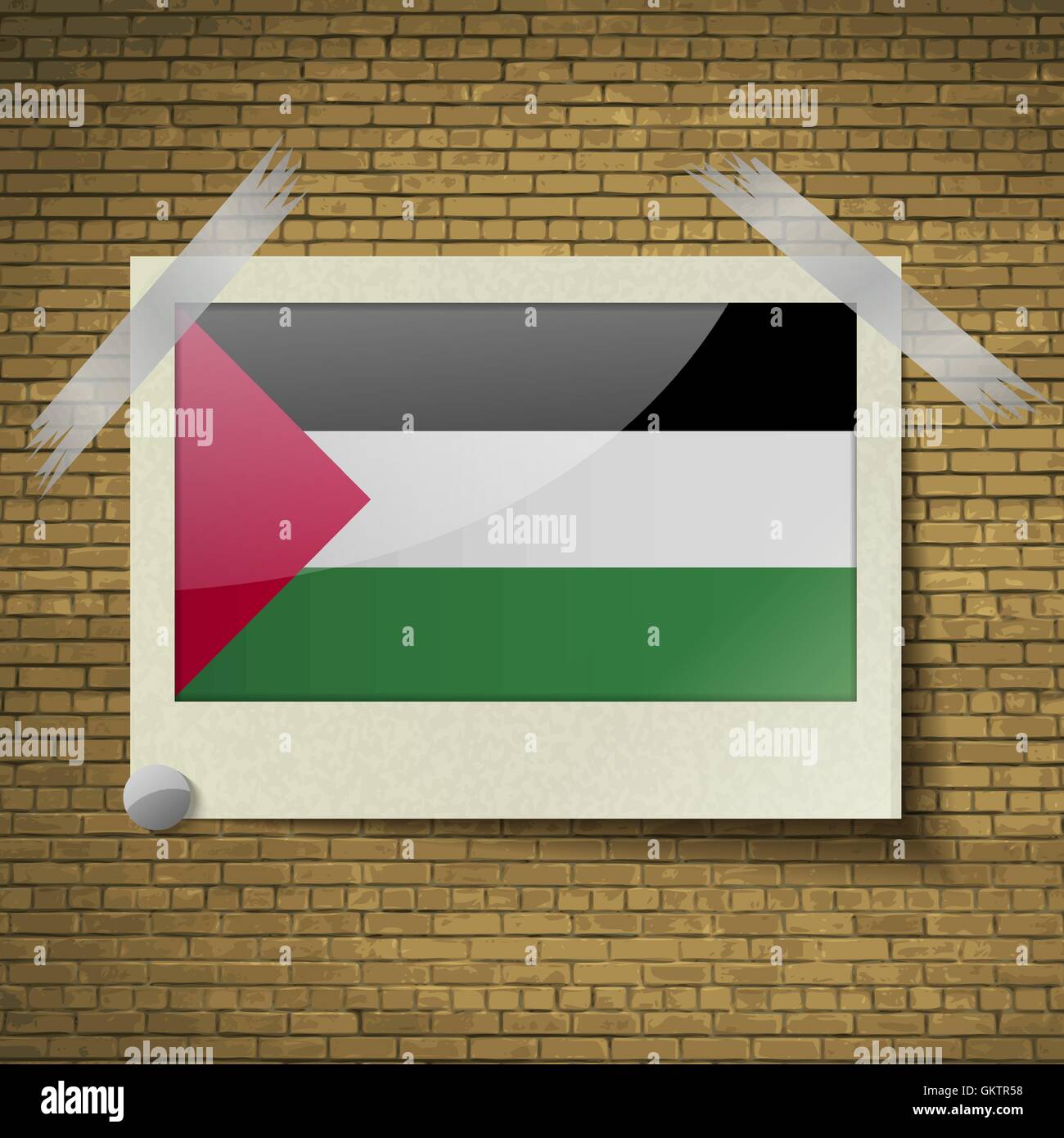 Flags Palestineat frame on a brick background. Vector Stock Vector ...
