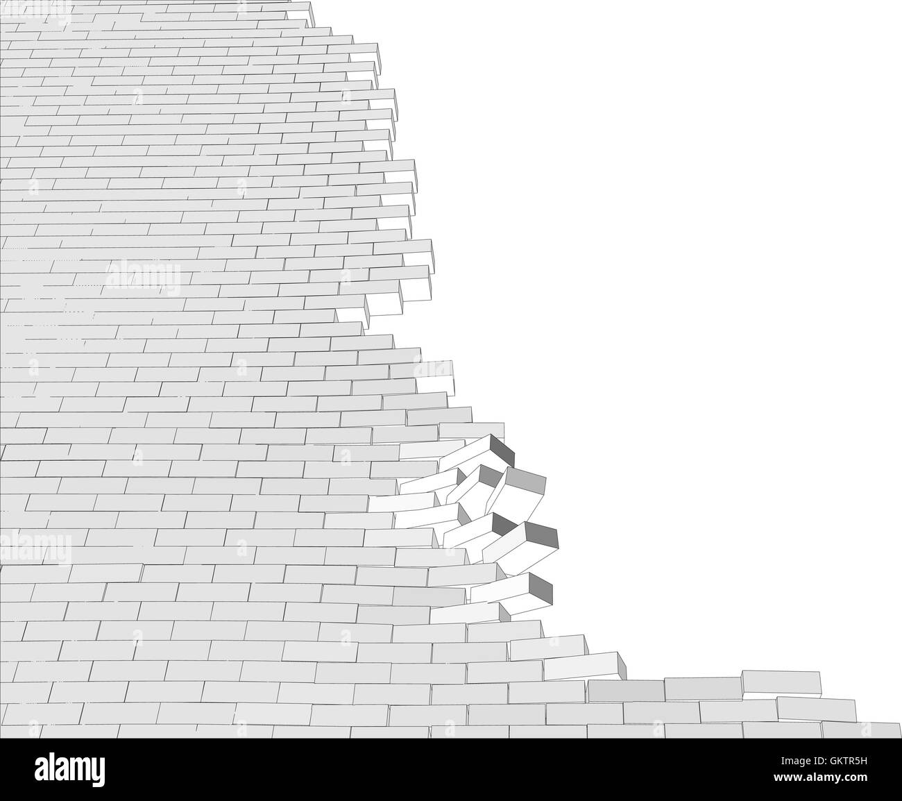 Broken brick wall isolated on Stock Vector Images - Alamy