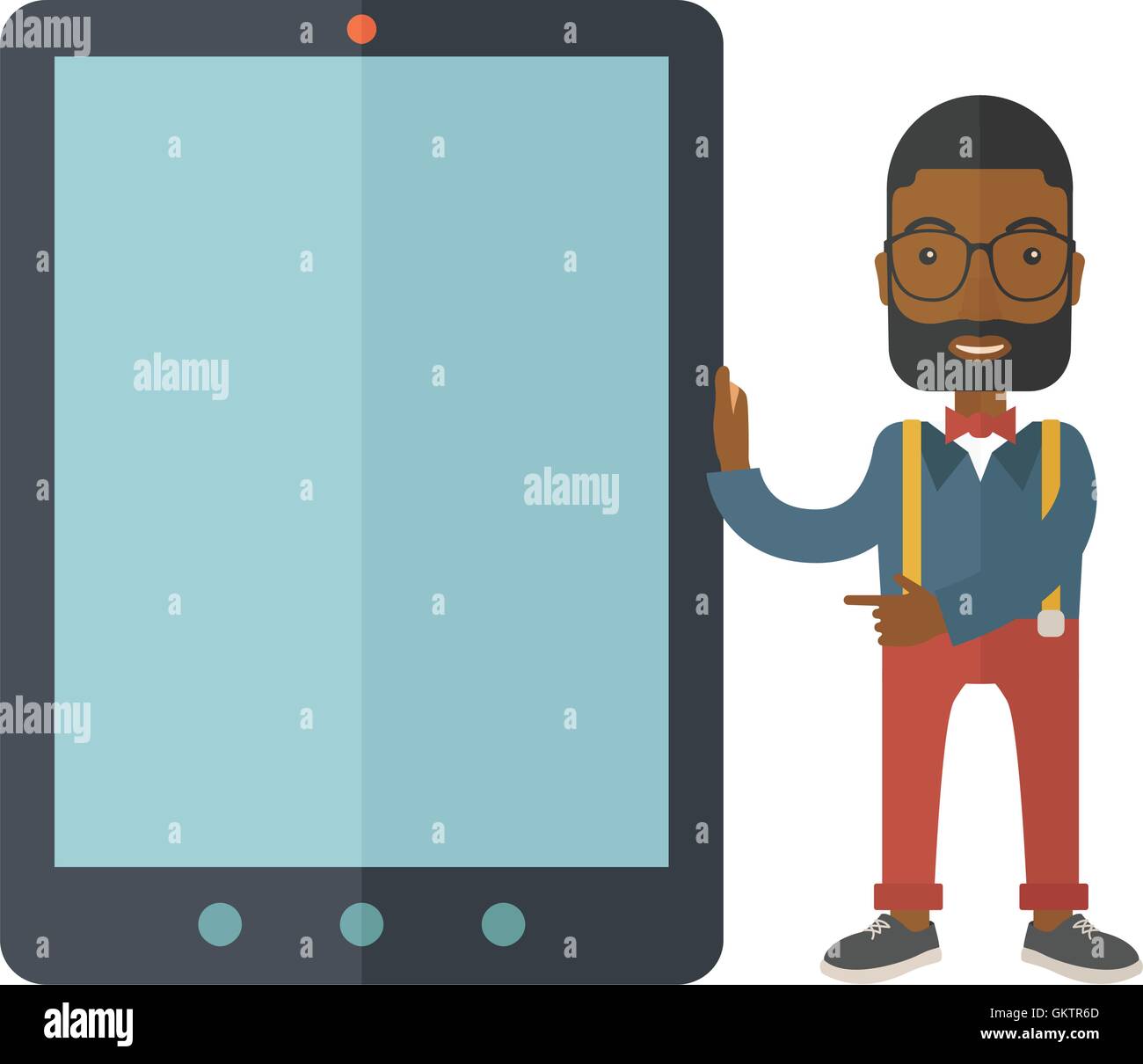 Businessman standing using a tablet Stock Vector Images - Alamy