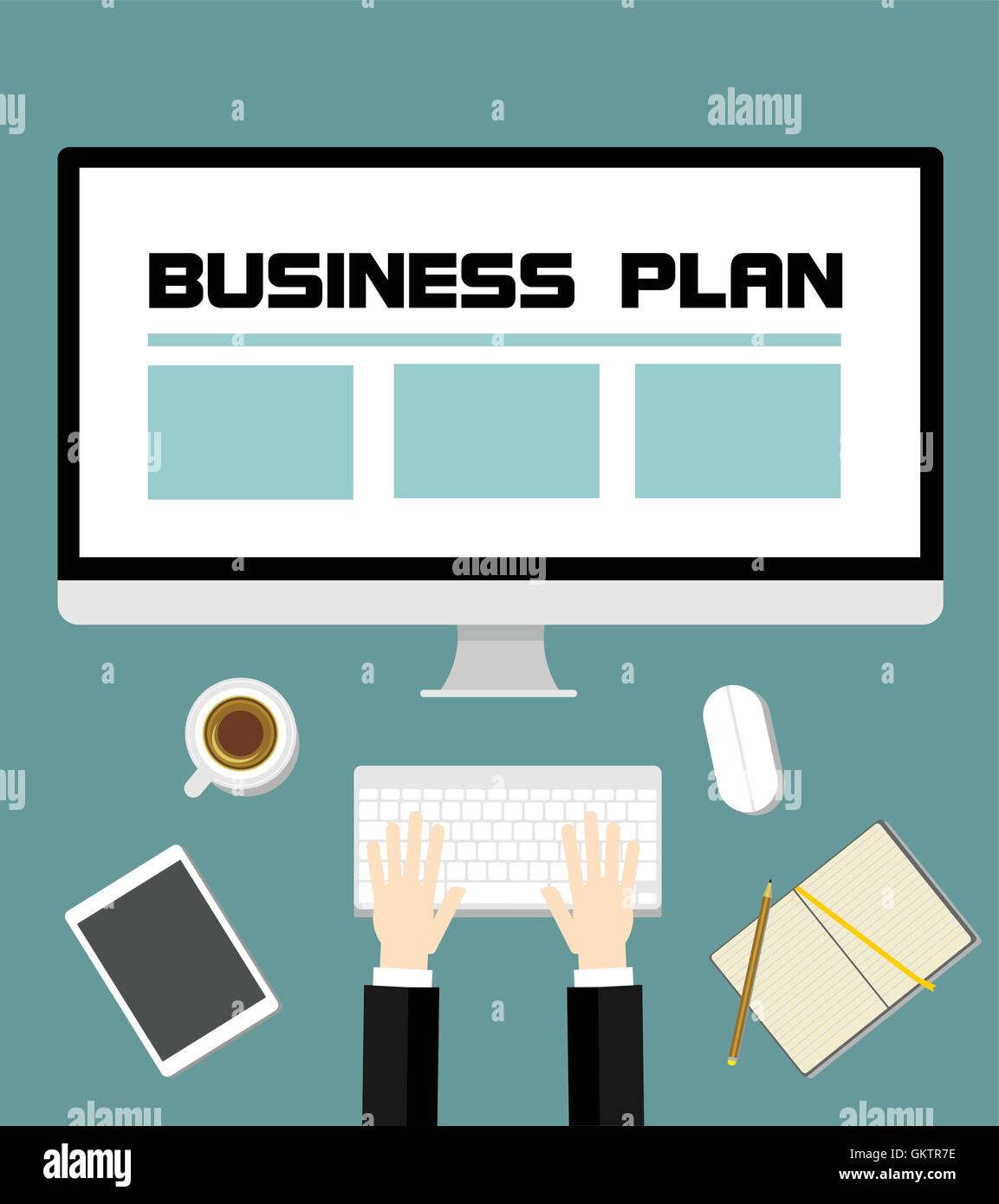 Tablet computer on desk Stock Vector Images - Alamy