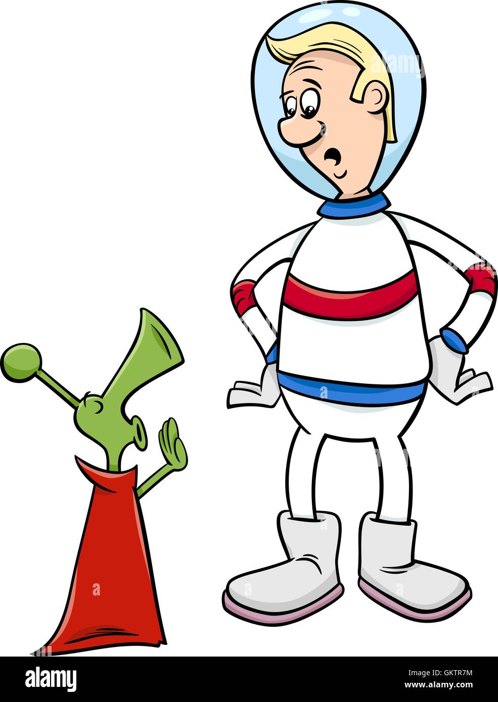 astronaut with alien cartoon Stock Vector Image & Art - Alamy
